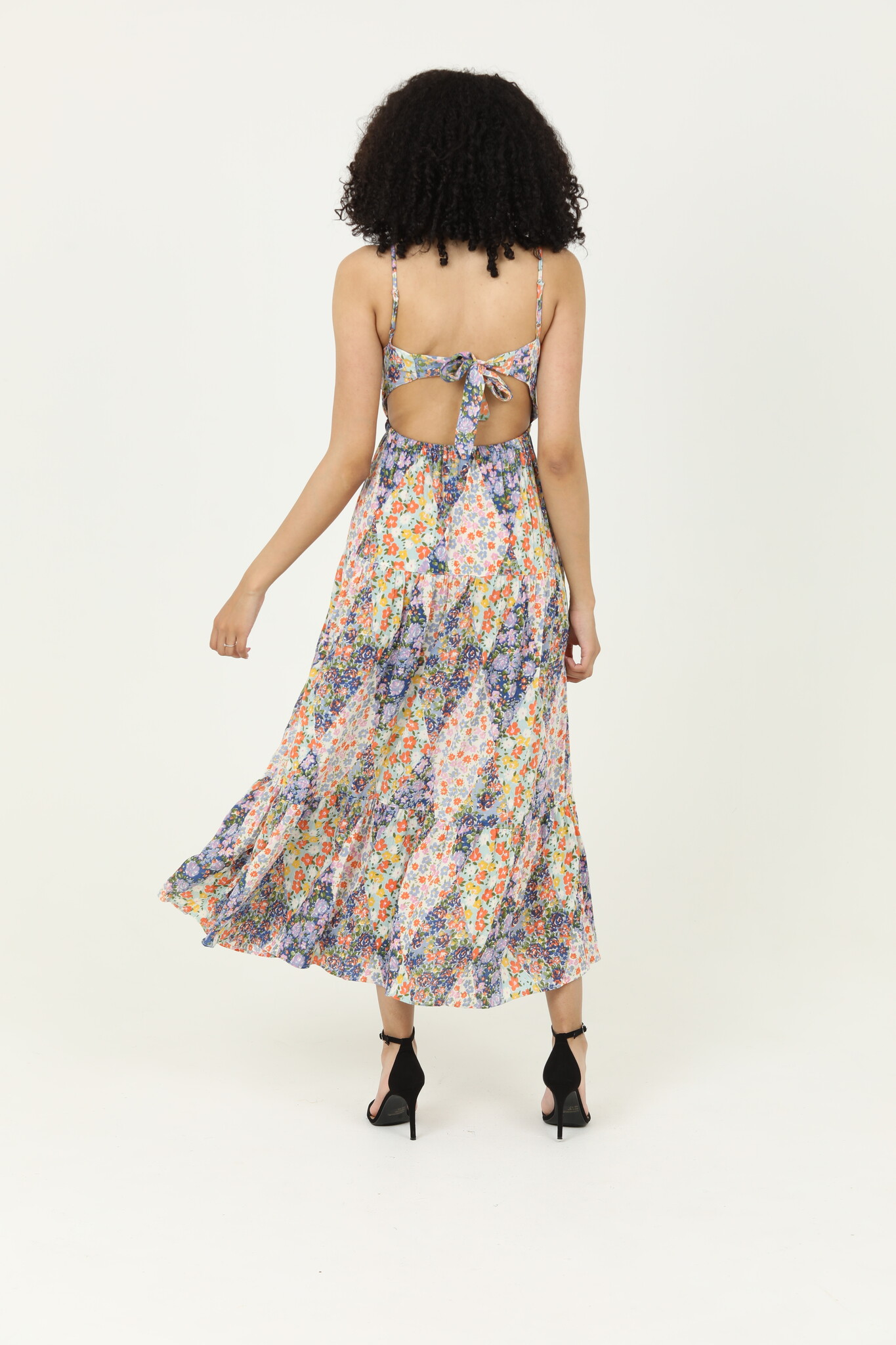 Angie V Neck Maxi with Tie Back Dress(F4F72) - Creations Boutique