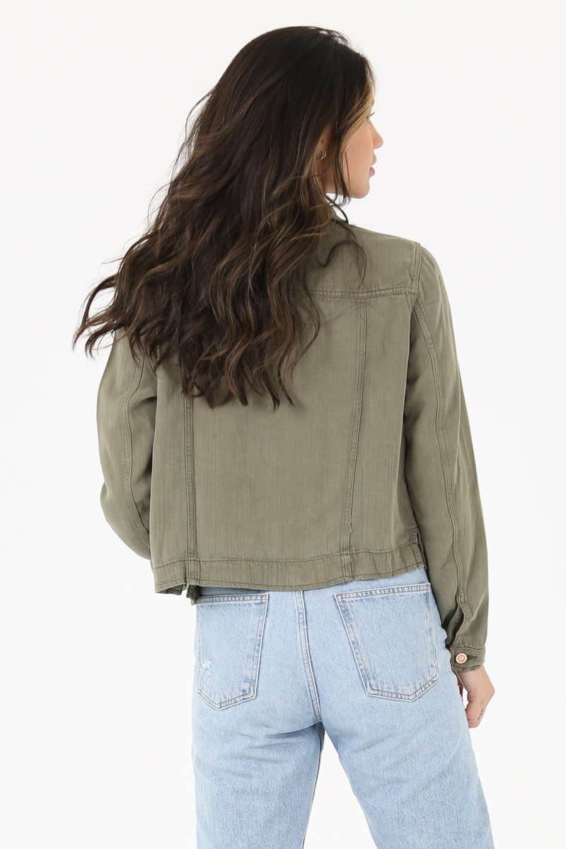 Angie Washed Light Button Up Jacket (SJ919) - Creations Boutique
