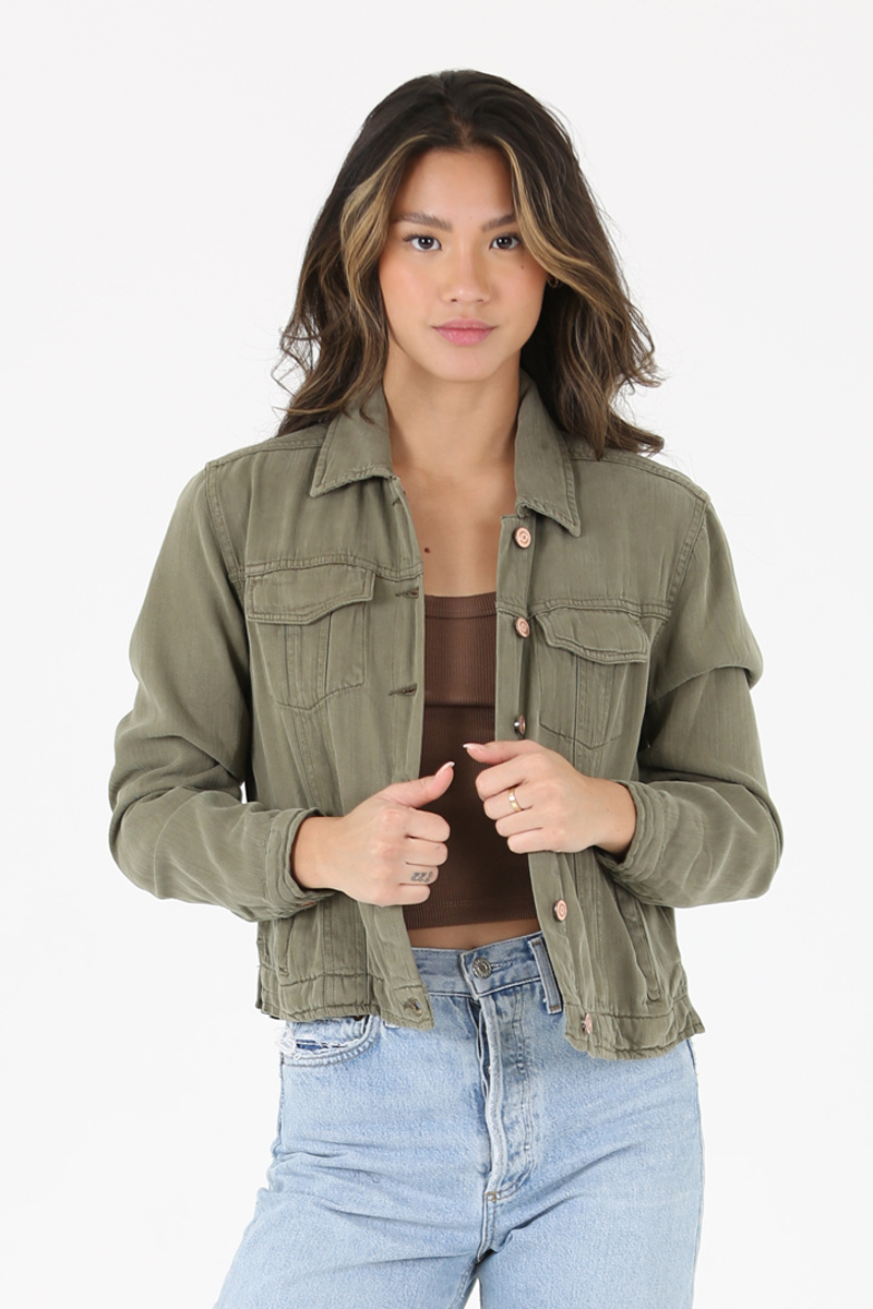 Angie Washed Light Button Up Jacket (SJ919) - Creations Boutique