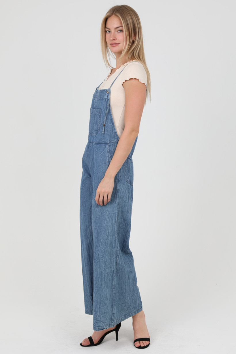 Angie Denim Flare Leg Jumpsuit (B5A51) - Creations Boutique
