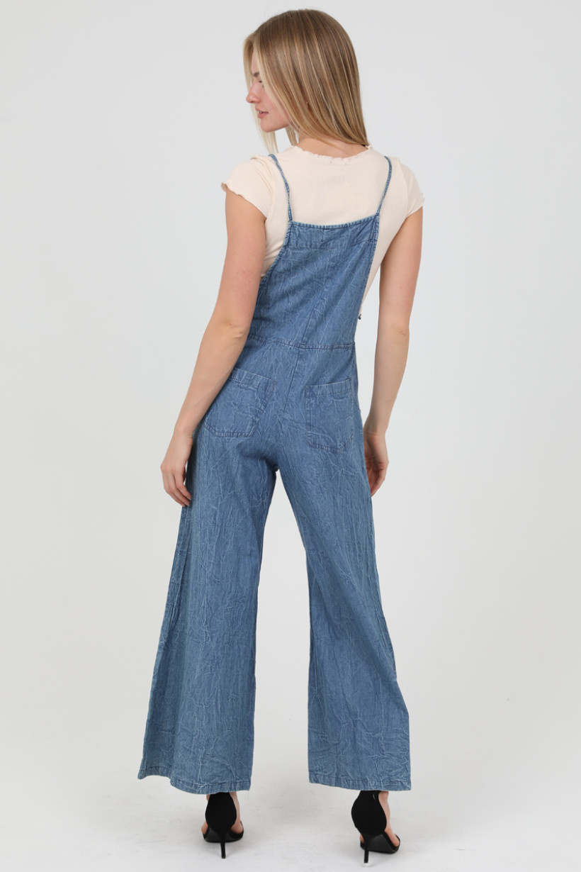 Angie Denim Flare Leg Jumpsuit B5a51 Creations Boutique
