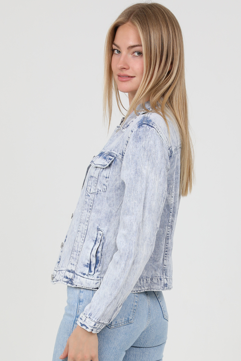 Angie Tencel Acid Wash Denim Jacket (SJB06) - Creations Boutique