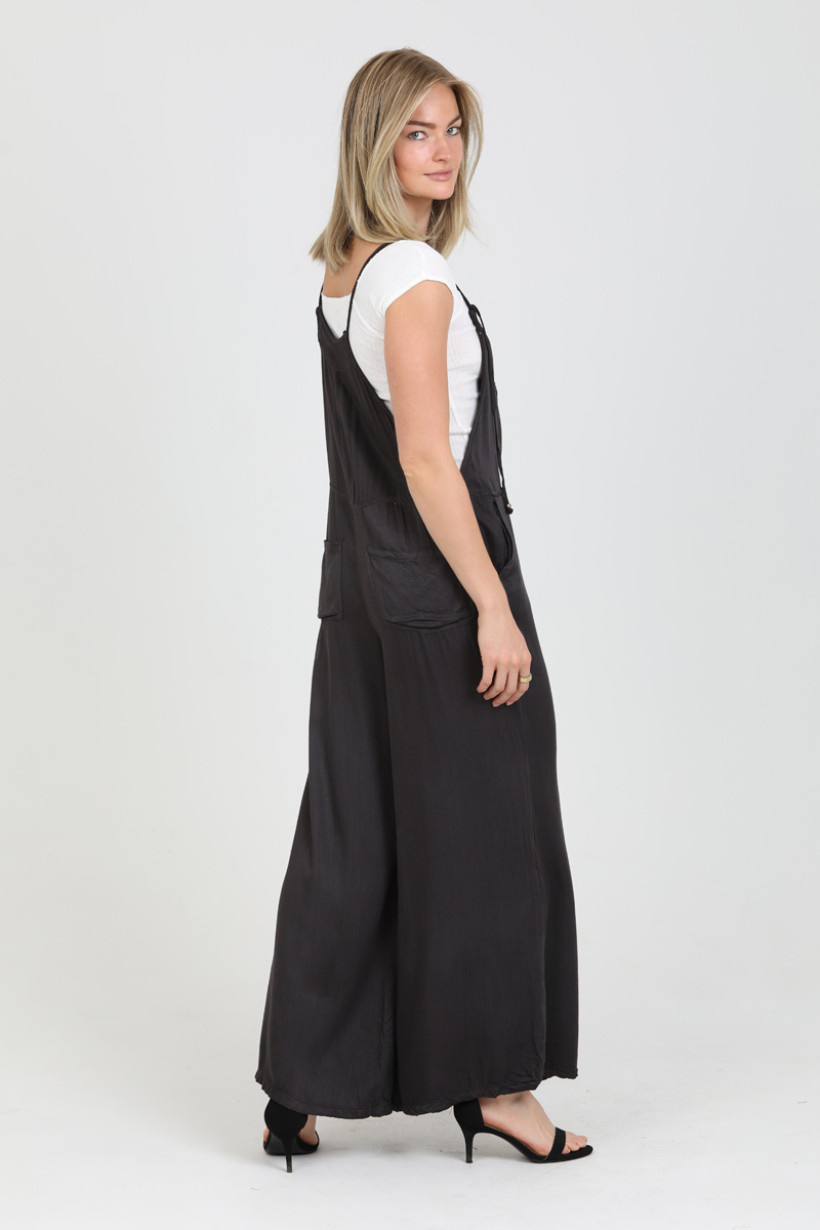 Angie Denim Flare Leg Jumpsuit (B5A51) - Creations Boutique