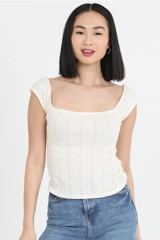 Angie Cap Slv Pointelle Top (X2EB2) ASIS - Creations Boutique
