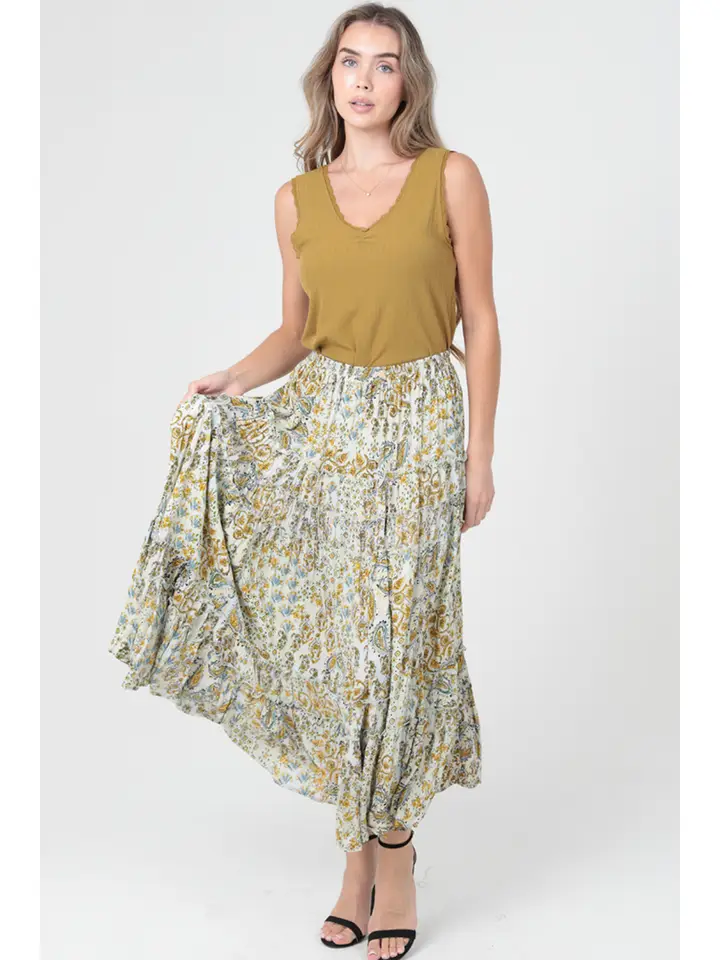 Angie Maxi Skirt With Tie Waist (B6B59) - Creations Boutique