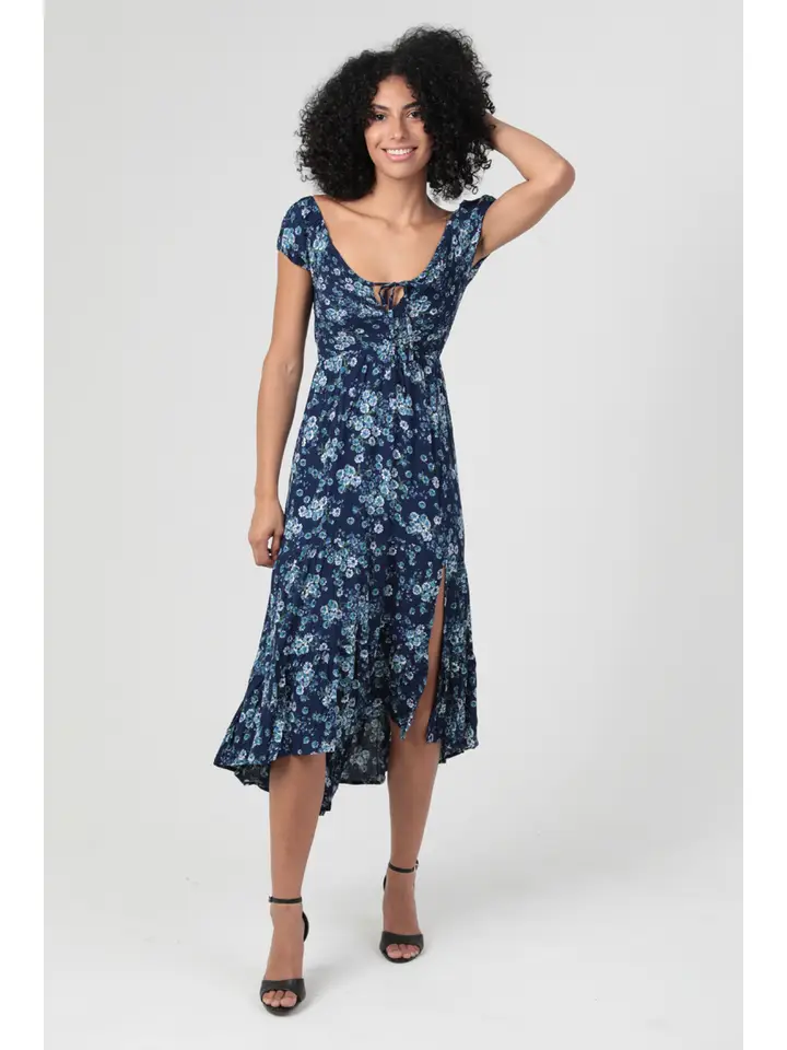 Angie Angie Smocked Bodice Twist Back Maxi Dress (F4K79) - Creations ...