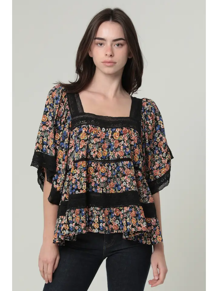 Angie Crochet Trim Top (C2D59) - Creations Boutique