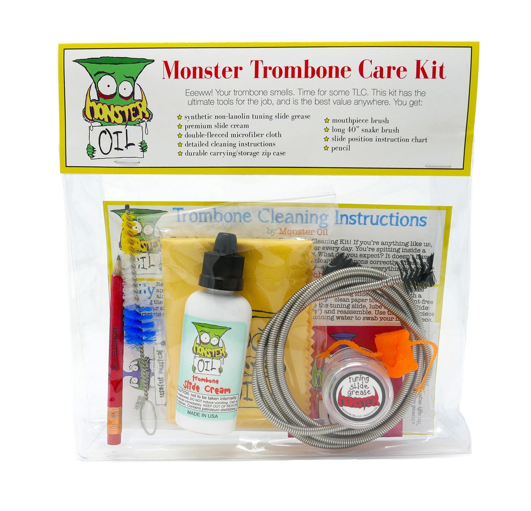 Monster Oil Monster Oil Trombone Care and Cleaning Kit - Dillon Music