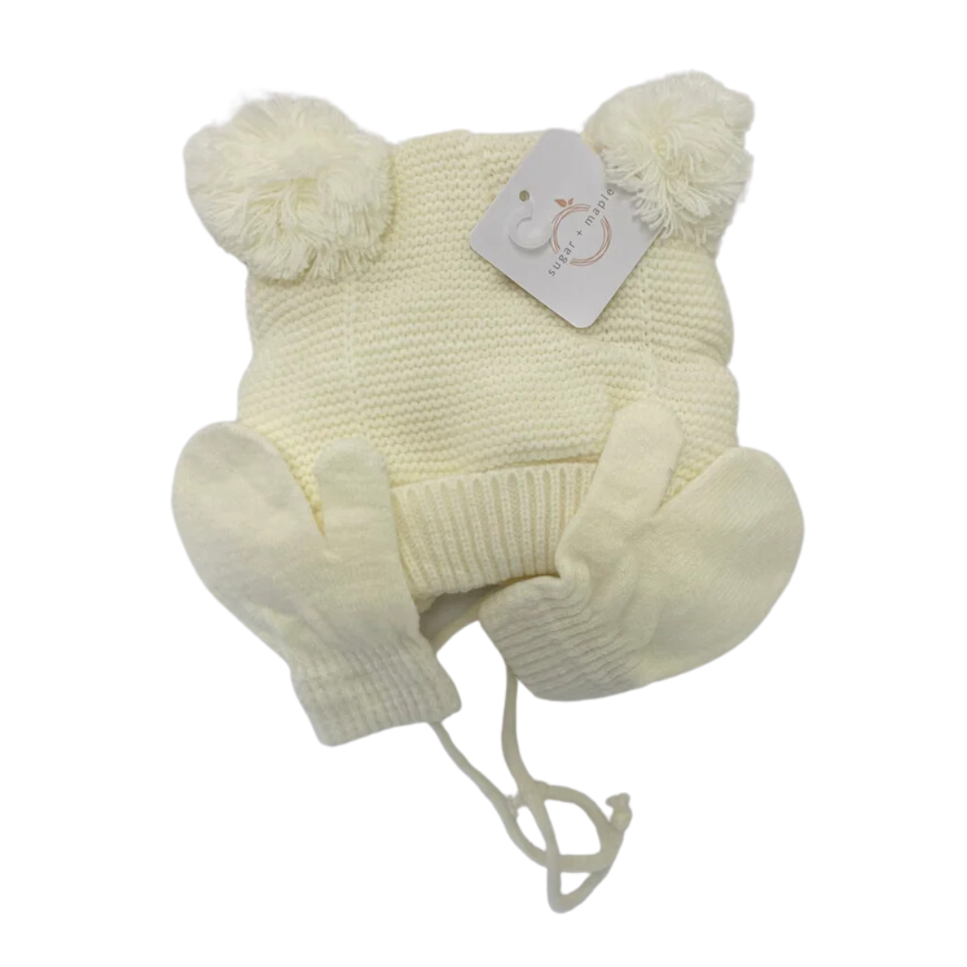 Ivory Knit Hat and Mitten Set - ZukaBaby