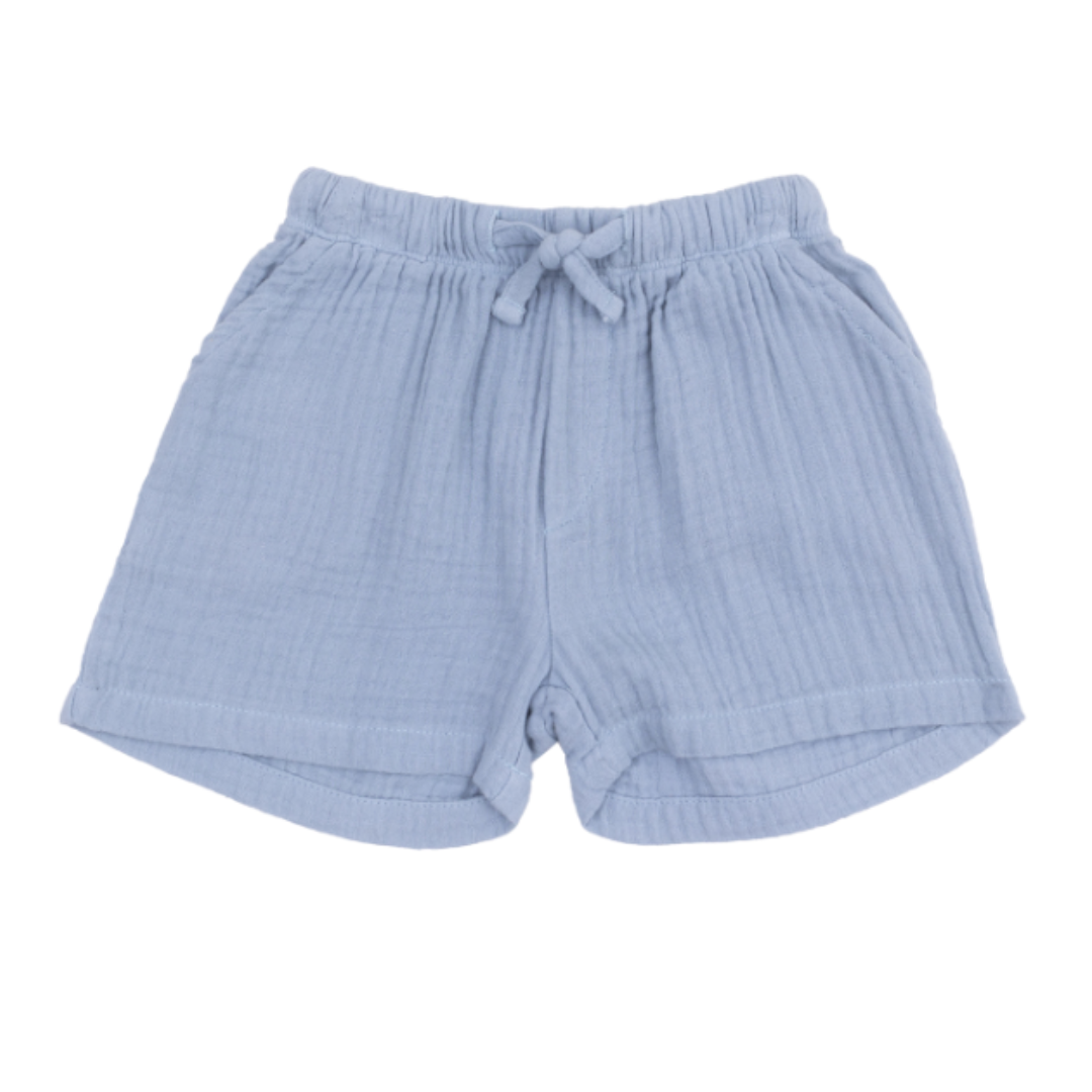 Solid Muslin Dusty Blue Short - ZukaBaby