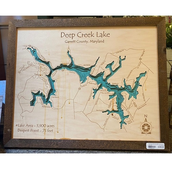 DEEP CREEK LAKE MAP 3D RUSTIC - Schoolhouse Earth