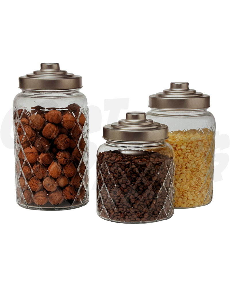 Island Kitchen Large 3pc Glass Canister Set Cost Savers