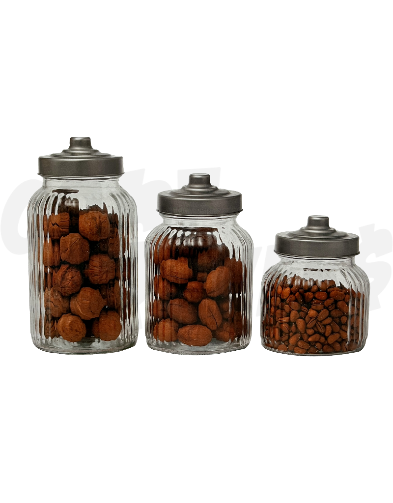 Island Kitchen Small 3pc Glass Canister Set - Cost Savers