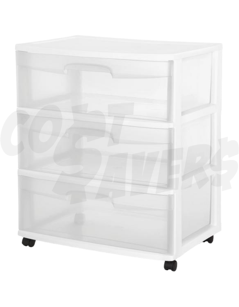 Sterilite 3 Drawer Wide Cart - Cost Savers