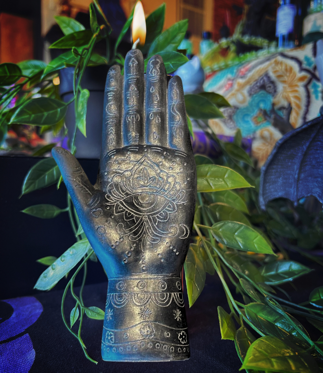Spiritual Protection Hand Candle Black - Smudge Metaphysical