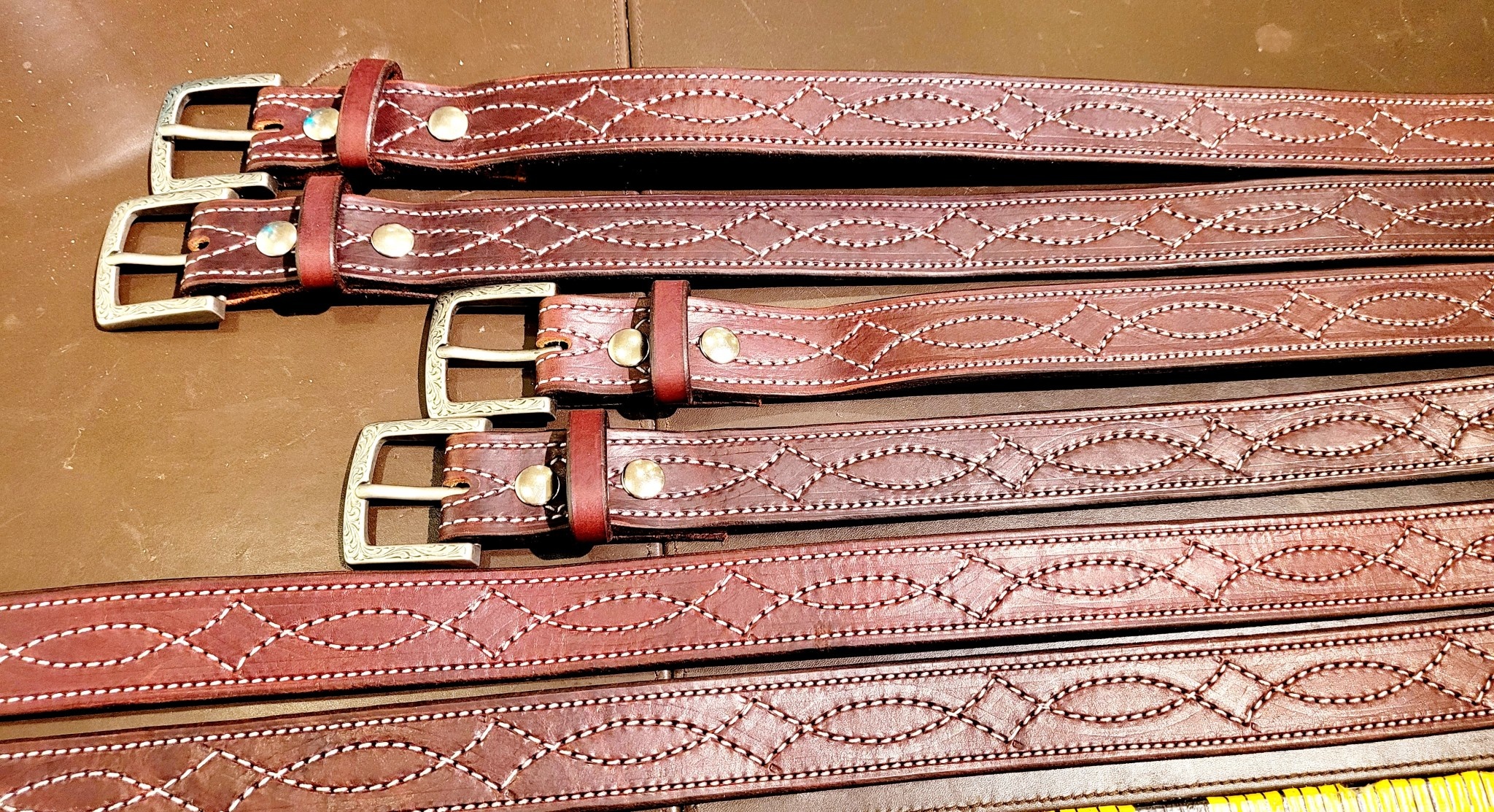 Mahogany Western Stitch Men's Belt BTB - Beyond the Barn