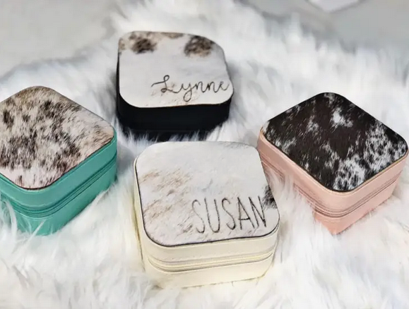 Rafter B Leather Cowhide Jewely Travel Case - Beyond the Barn