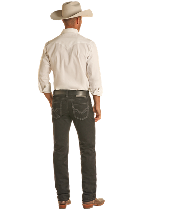 Rock & Roll Denim Mens Black Denim Revolver Slim Jeans - Beyond the Barn