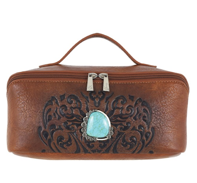 Catchfly Cosmetic Case Embossed With Faux Turq Stone - Beyond the Barn
