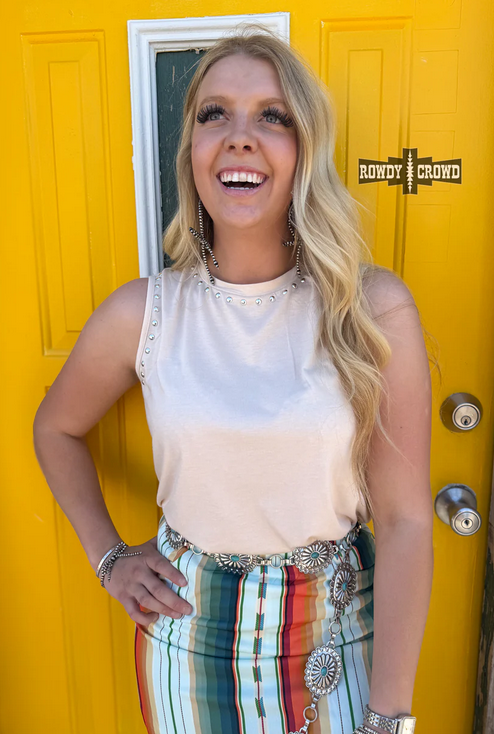 Womens Rowdy Studded Tank - Beyond the Barn
