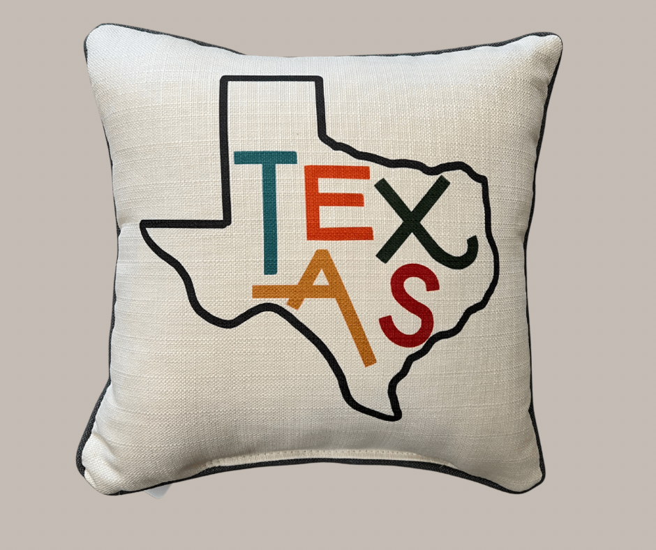 Texas Multi Letter Pressed State Pillow - Rhinestone Angel