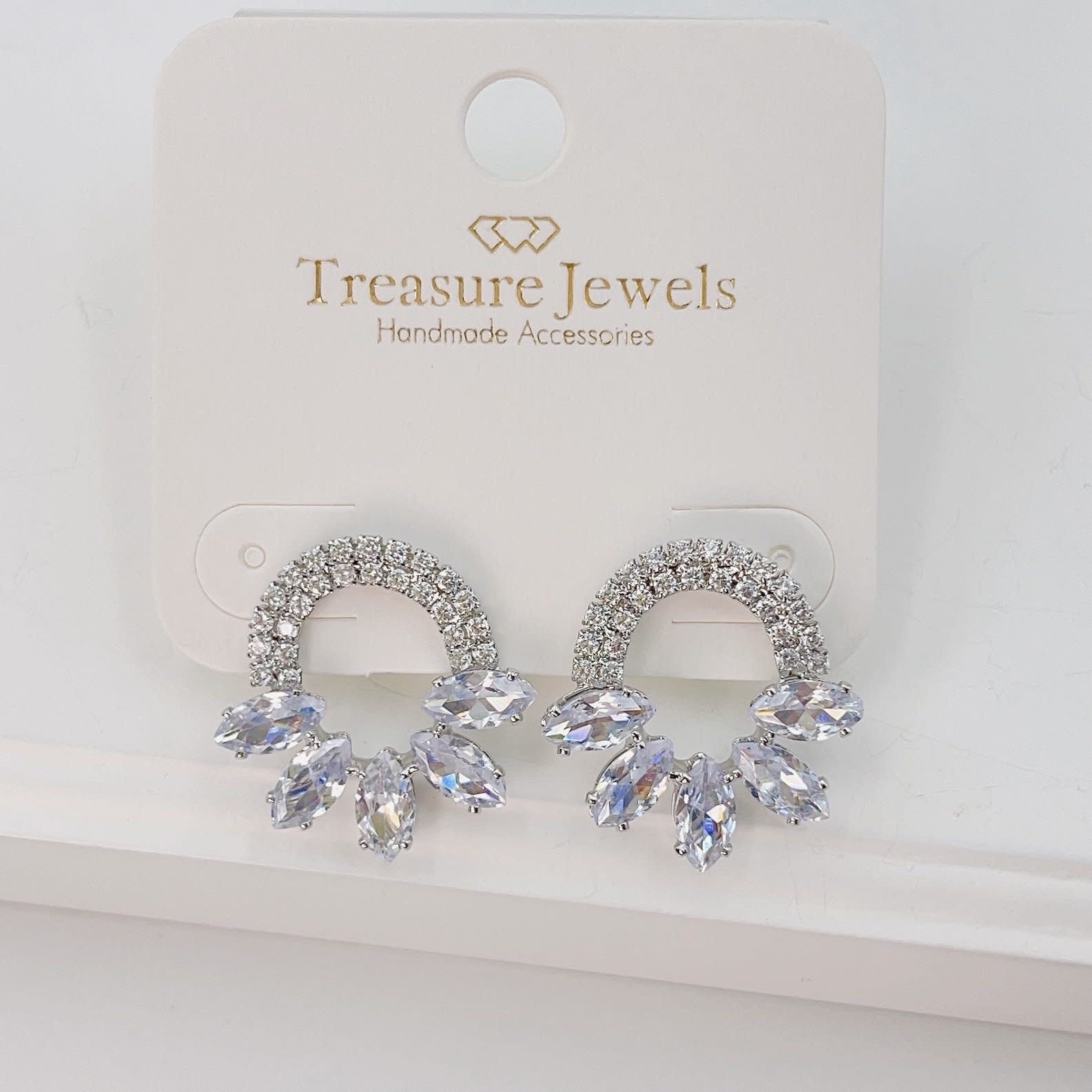 Treasure Jewels Tara Silver Earrings - Rhinestone Angel