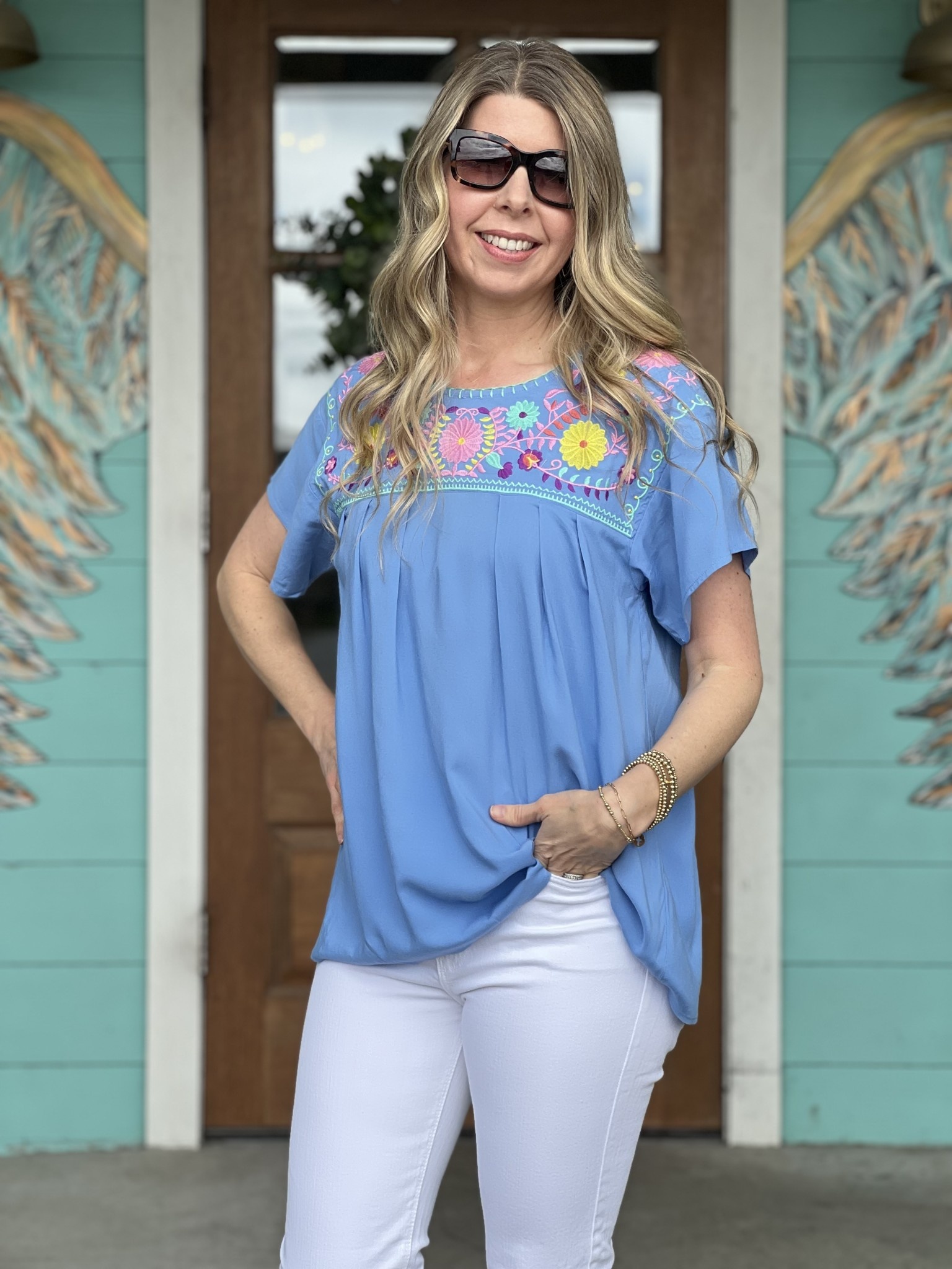 Periwinkle Ava Emboidered Top - Rhinestone Angel