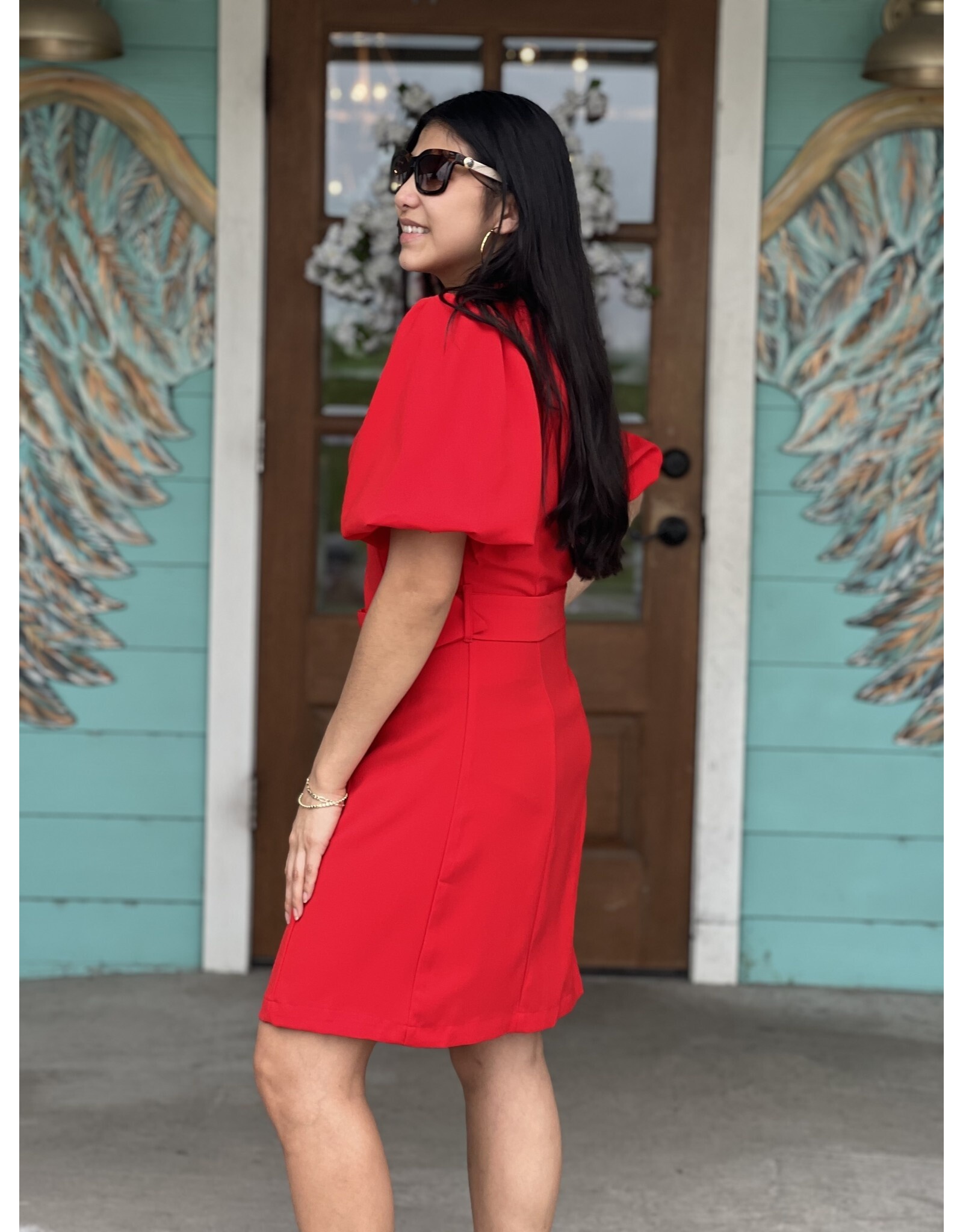 Red Prim Sheath Dress - Rhinestone Angel