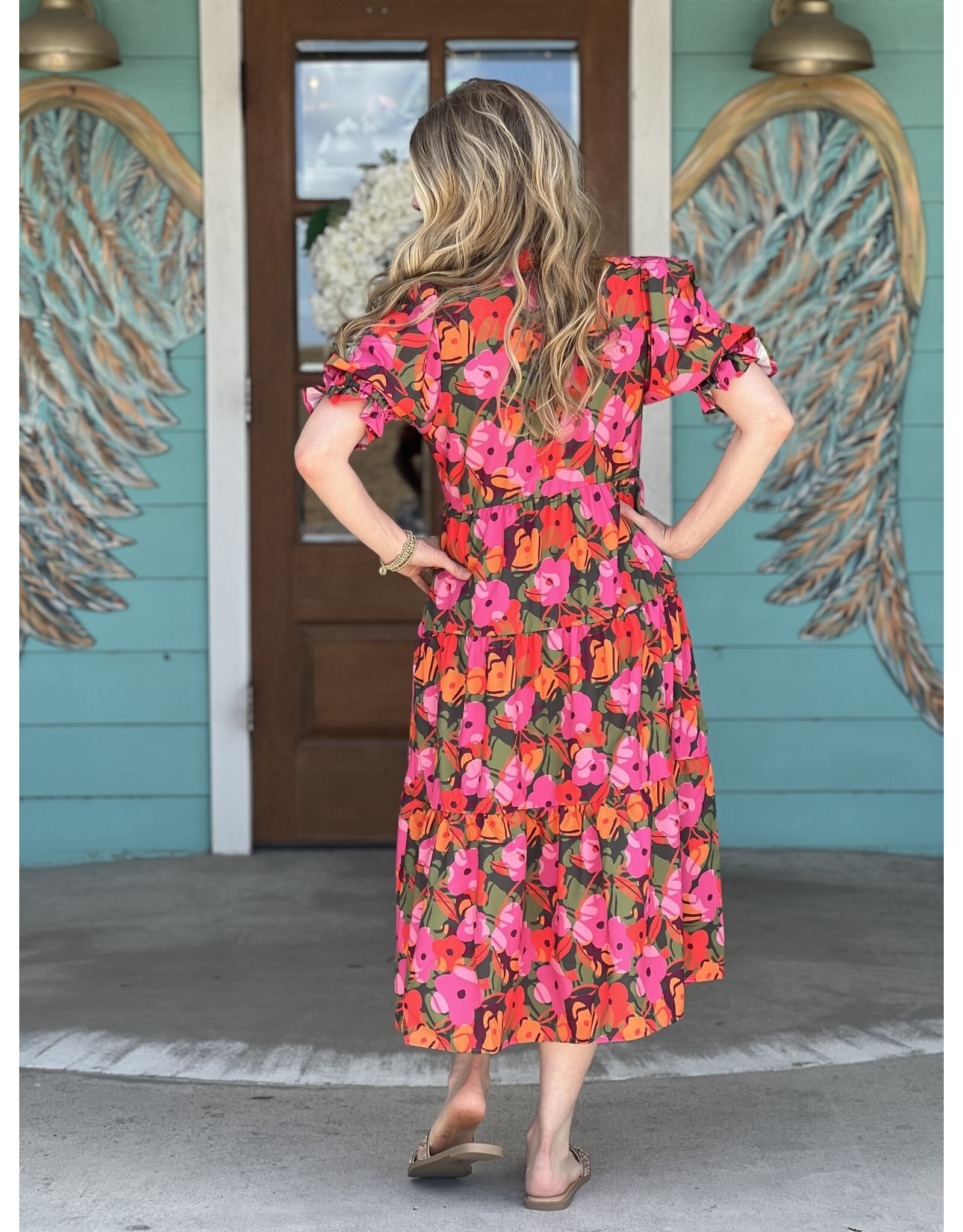 Evie Olive You Floral Dress - Rhinestone Angel