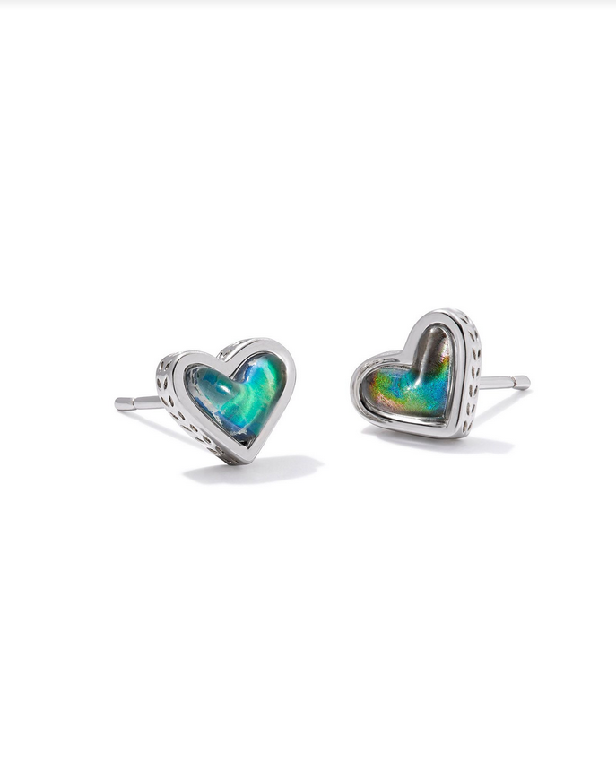 Kendra Scott Framed Ari Heart Stud Earring Rhod Mood Stone - Rhinestone ...