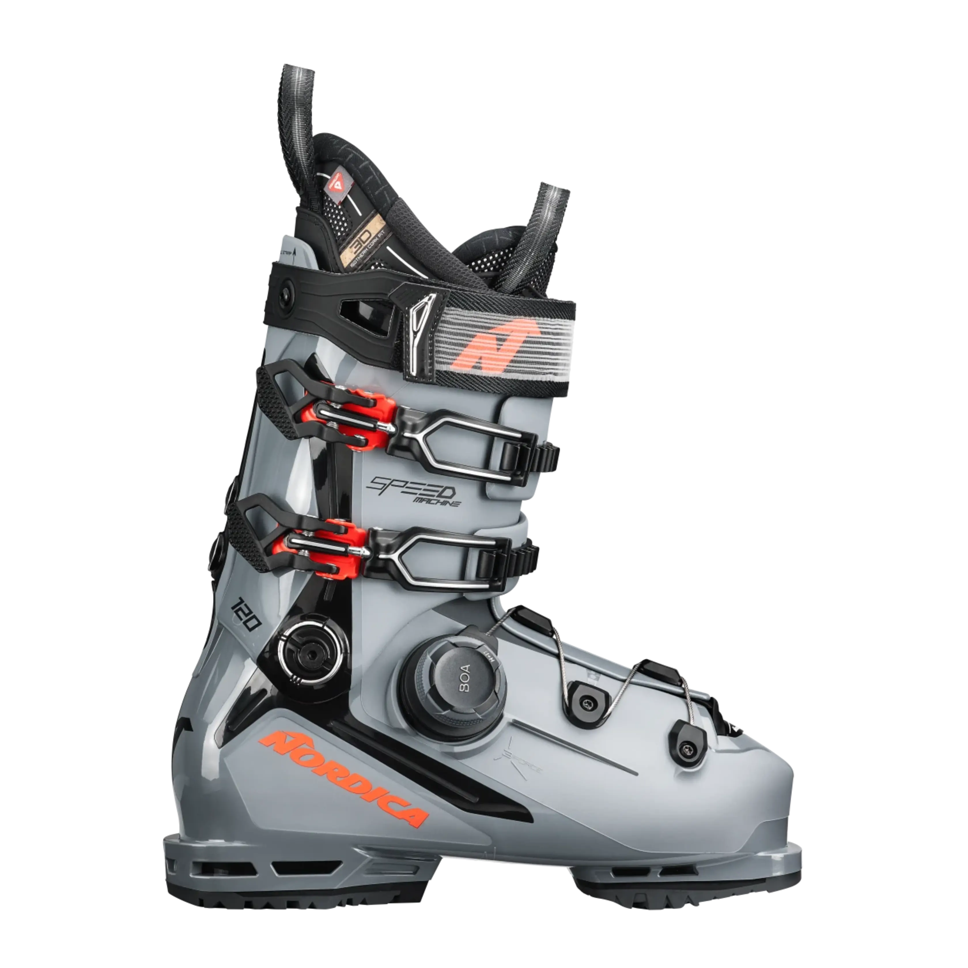 SPEEDMACHINE 3 BOA 120 GREY-BLK-RED 2025 Ski Boots - Westside Ski Bike Board