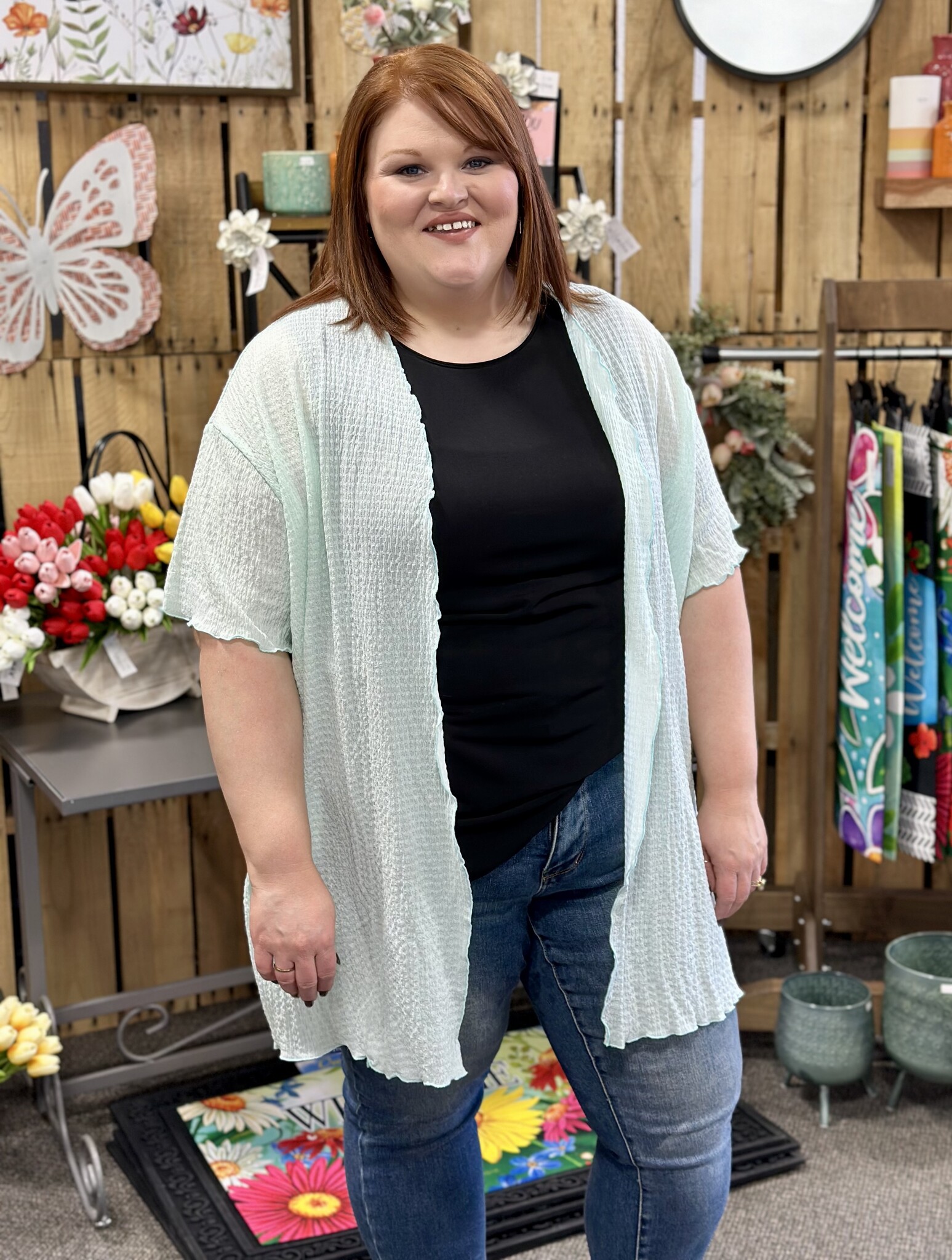 She’s On Vacay Kimono in Seafoam - Attic Salt Boutique