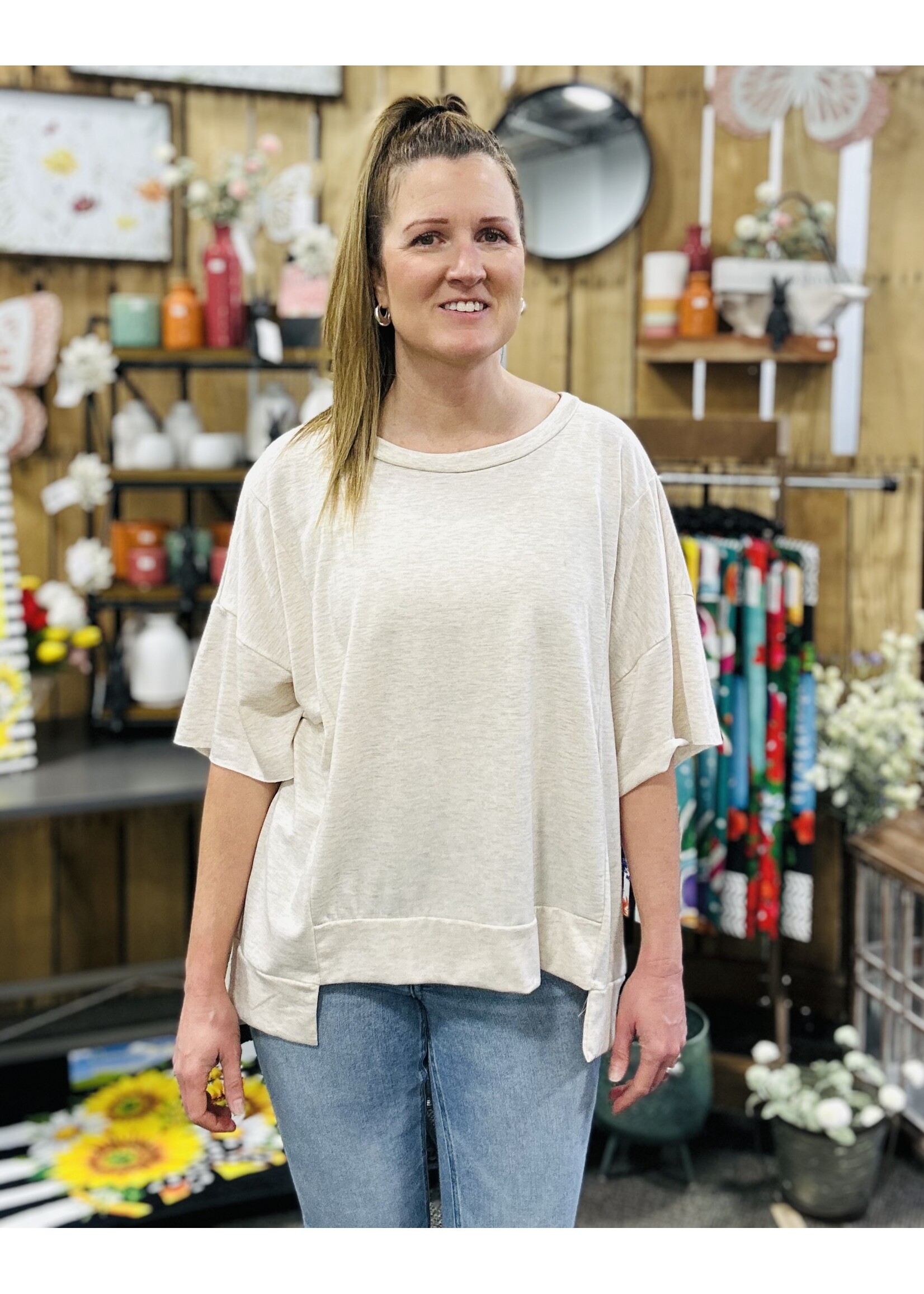 Running Routes Top in Oatmeal - Attic Salt Boutique