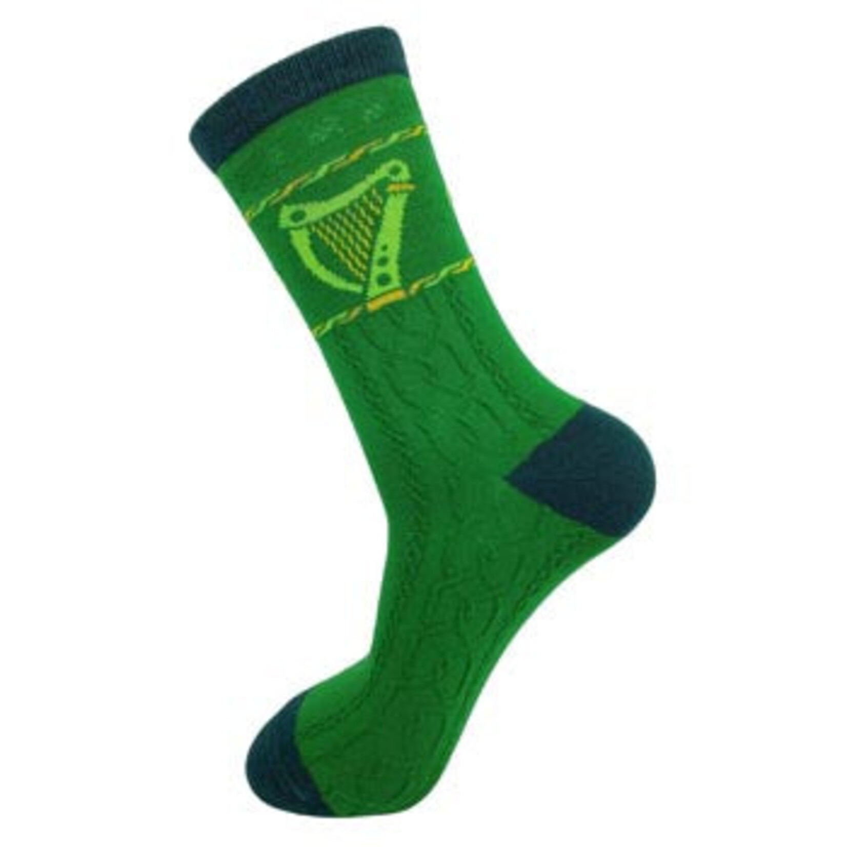Green Cable Knit Harp Socks - Celtic Aer