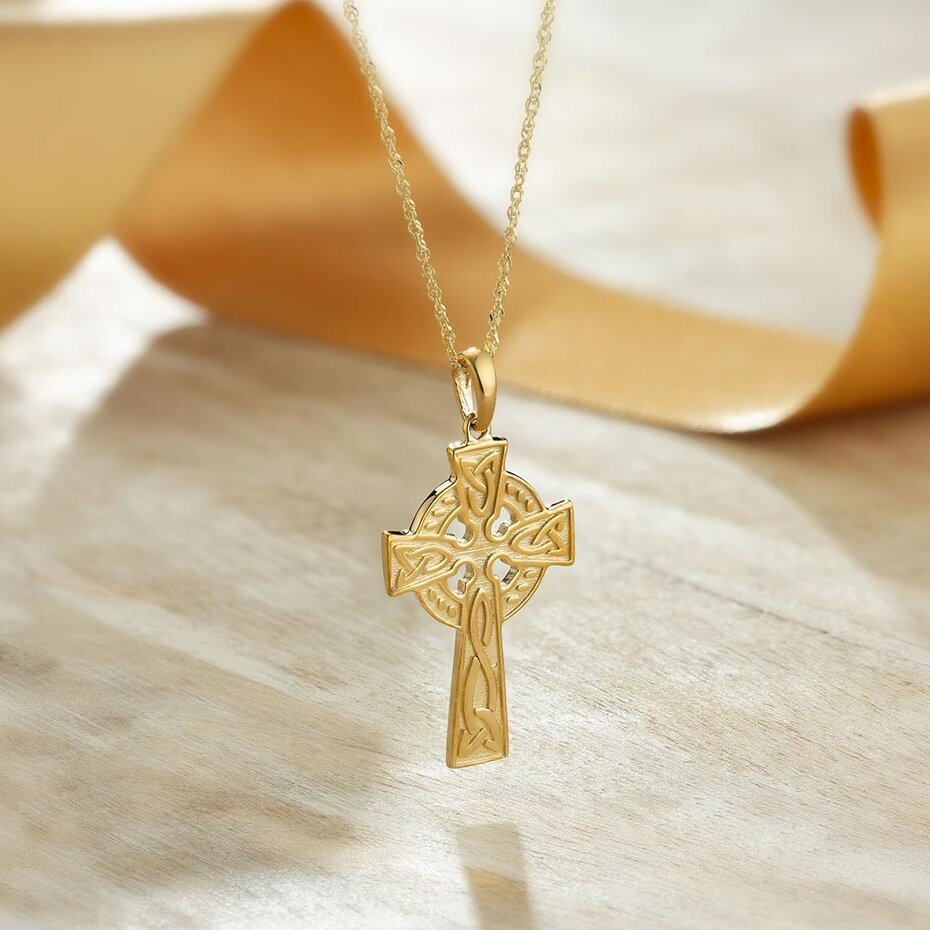 10K Gold Small Double Sided Cross - Celtic Aer