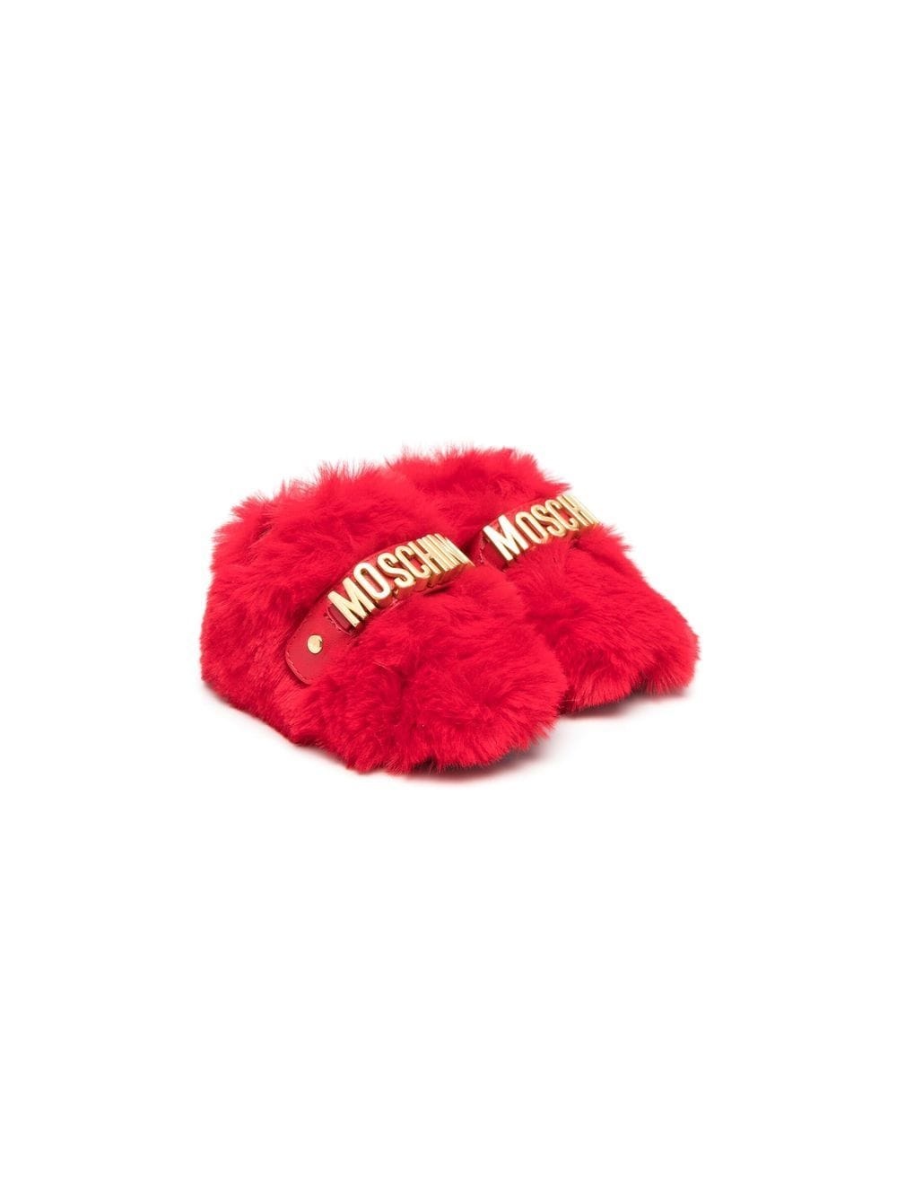 Moschino - faux-fur logo slippers - igloobaby Moschino - faux-fur logo slippers - igloobaby