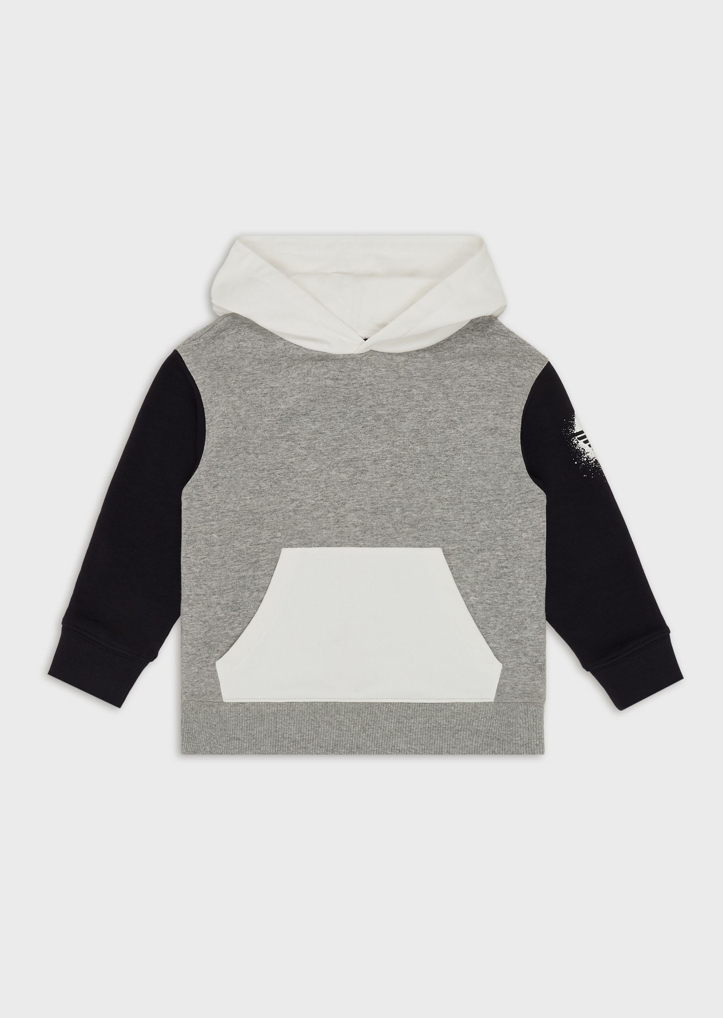 Emporio Armani - Colour-block hooded sweatshirt with painted eagle log ...