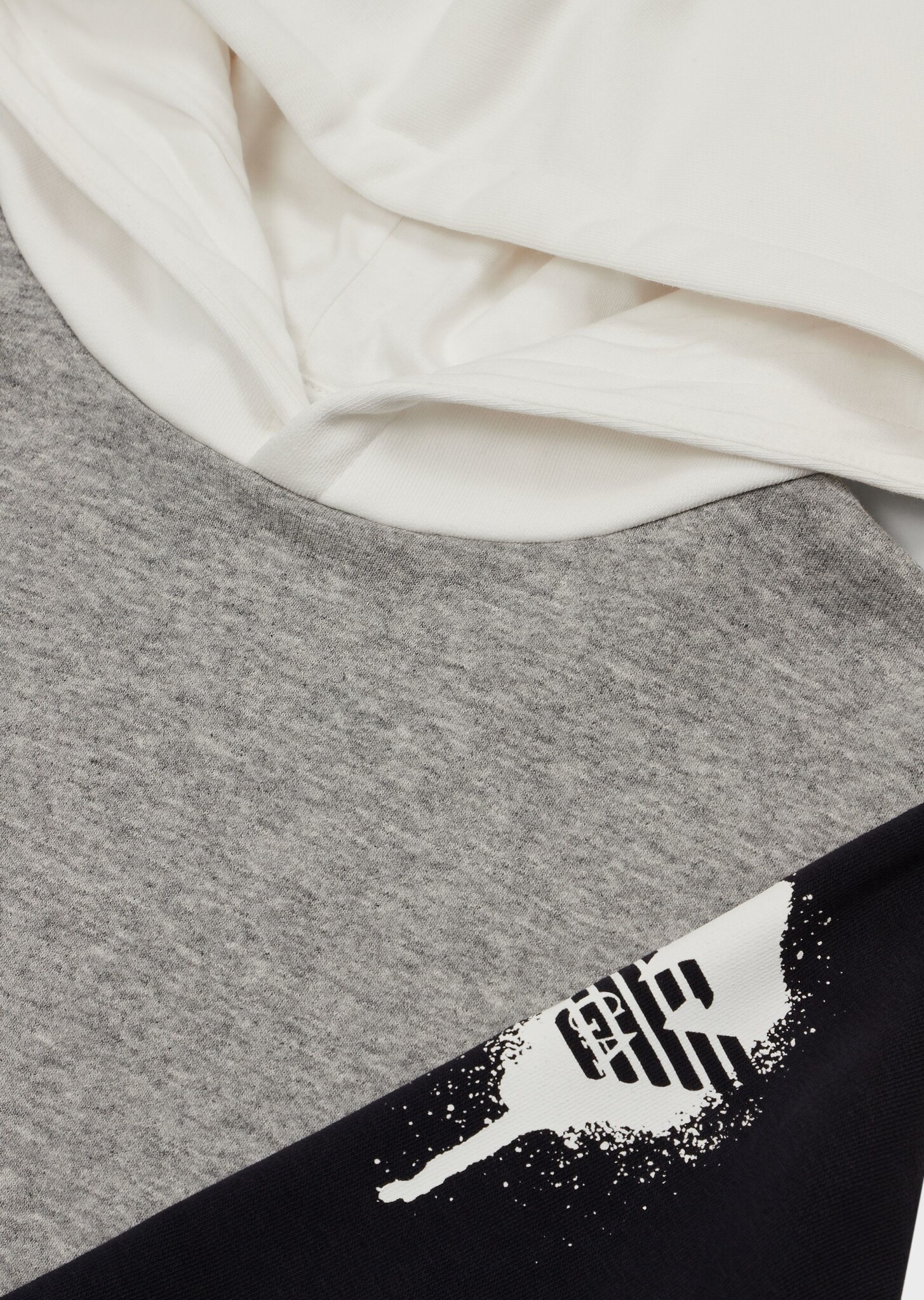 Emporio Armani - Colour-block hooded sweatshirt with painted eagle log ...