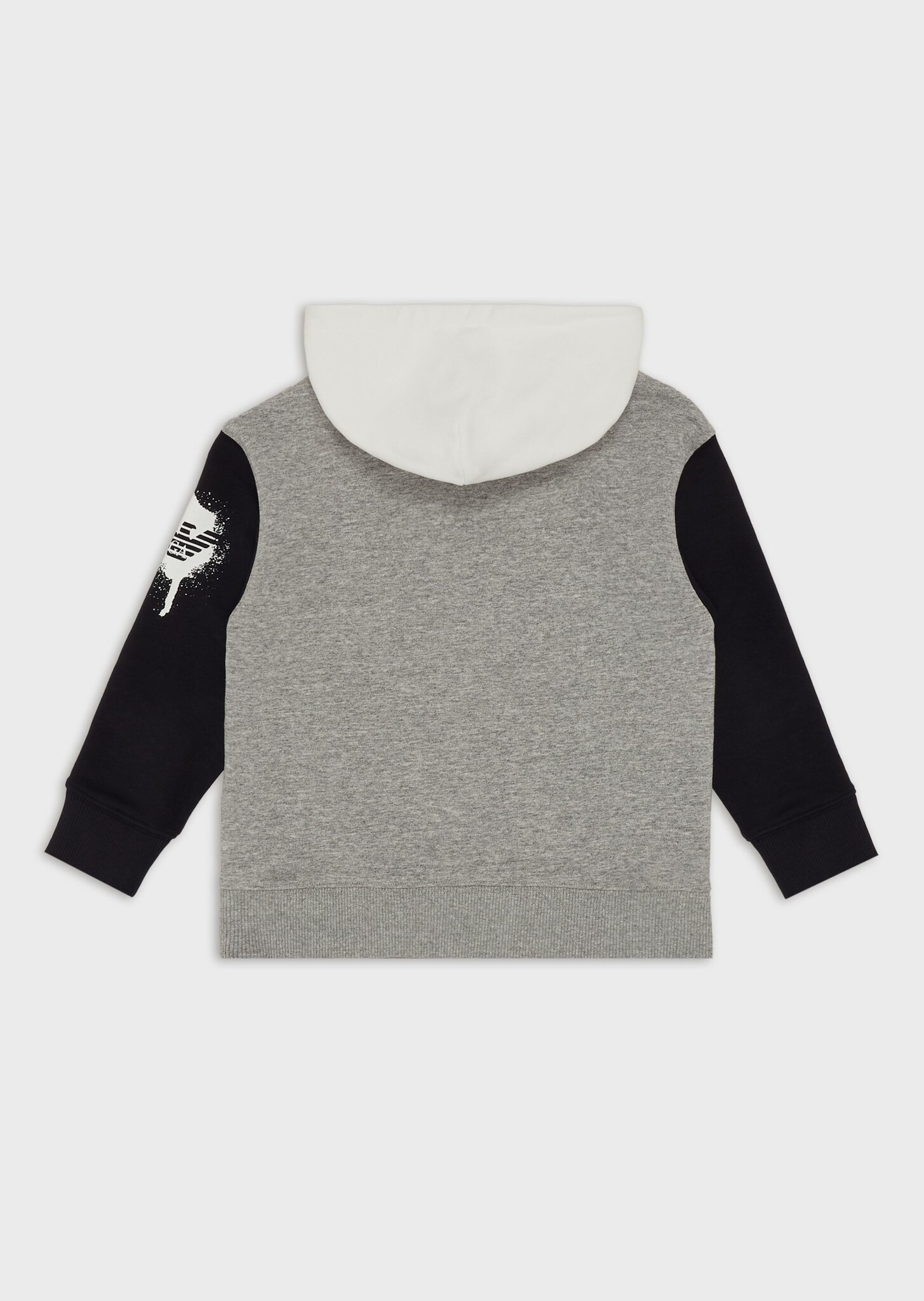 Emporio Armani - Colour-block hooded sweatshirt with painted eagle log ...