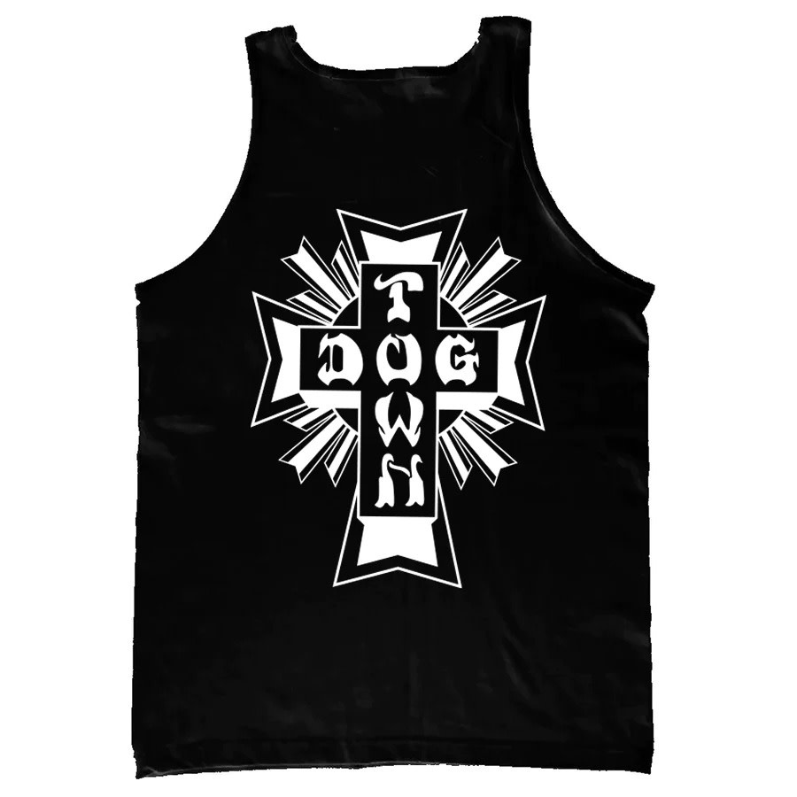 Dogtown Dogtown Cross Logo Tank Top - Black/White - Attic Skate & Snow Shop