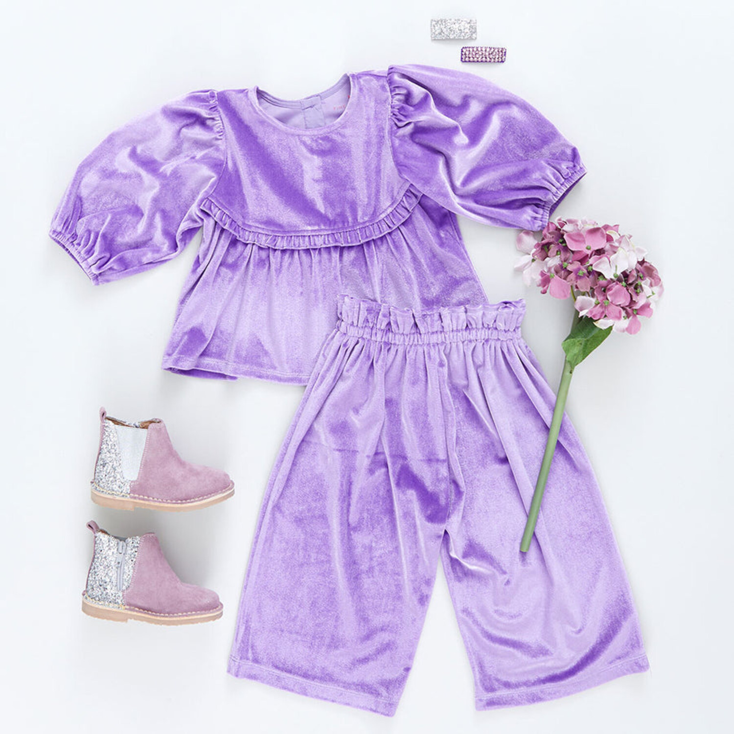 Pink Chicken Kids Velour Rowan Top - LAVENDER - Yellow Turtle