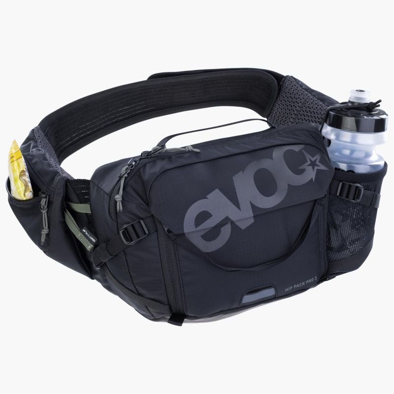 EVOC Hip Pack Pro 3L + 1.5L Bladder Black - Cyclezone Rotorua Ltd