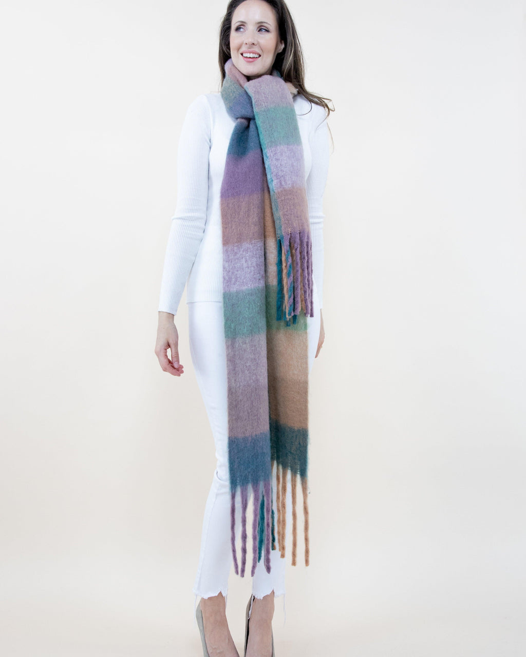Multi Color Plaid Scarf in Blue | Exit9 Gift Emporium - Exit9 Gift Emporium