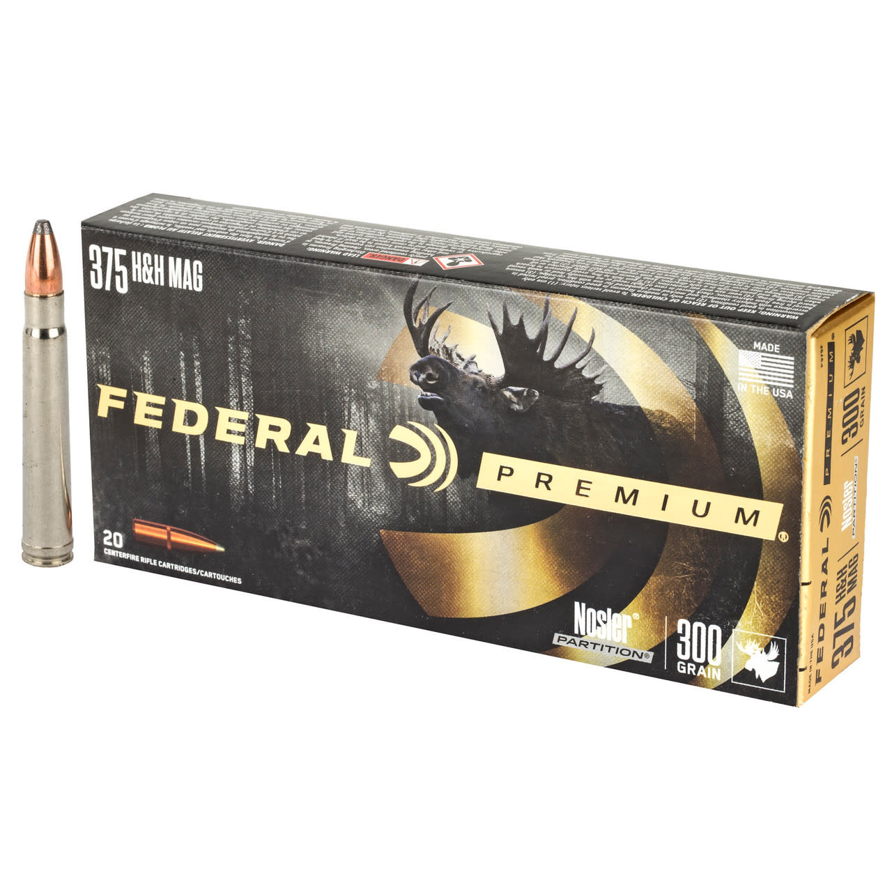 FEDERAL PREMIUM 375 H&H MAGNUM 300GR NOSLER 20RS/BOX - Solely Outdoors Inc.
