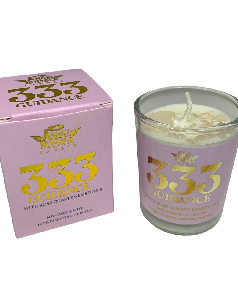 Angel Number Candle Guidance 333, Rose Quartz- 6944GU - The Open Mind Store