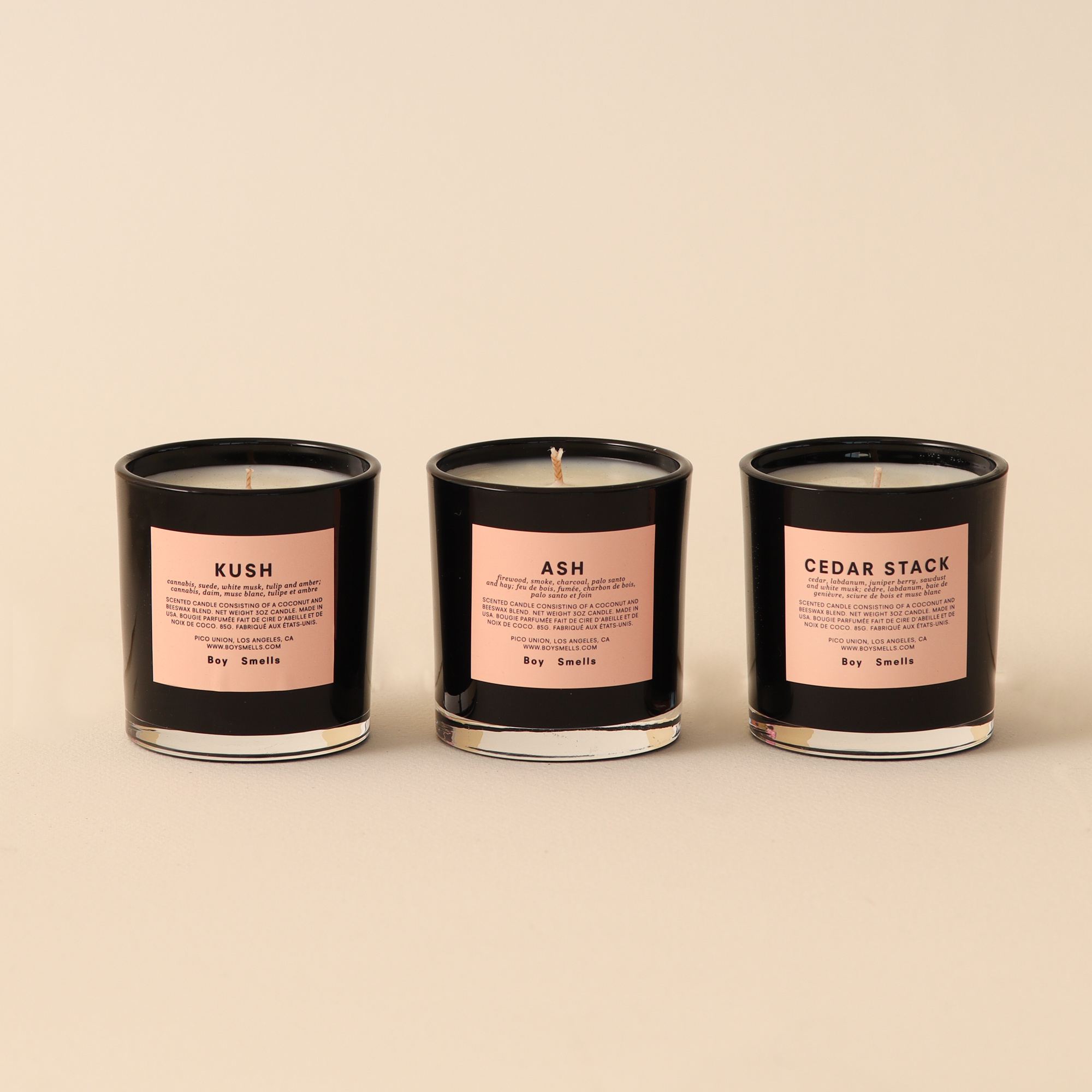 Boy Smells Trio Core Collection - Kush, Ash, Cedar Stack - Les Précieuses