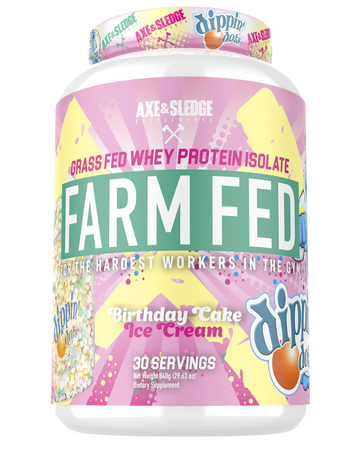 Axe & Sledge Farm Fed Protein - Dippin' Dots Birthday Cake Ice Cream ...