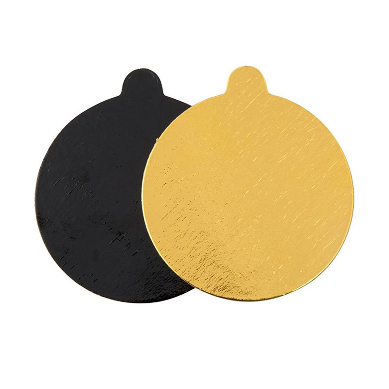 Enjay Gold and Black reversible Round Mono board 4" (500 ct) - Pastry Depot