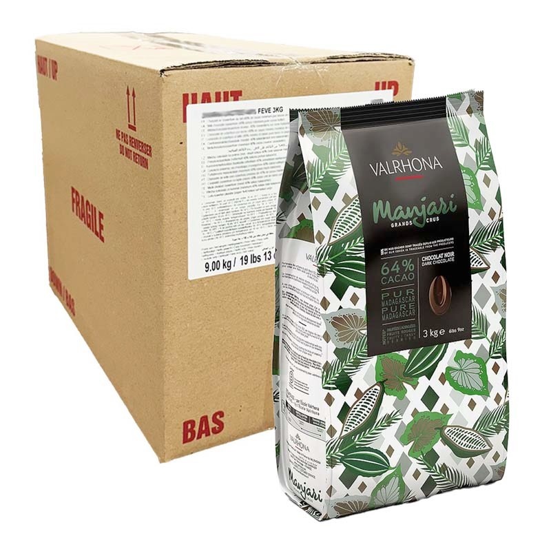 Valrhona - Manjari Dark Chocolate 64% - 6.6 lb (box of 3) - Pastry Depot