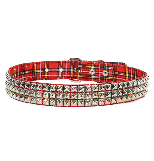 FUNKPLUS Red Plaid Belt With 3 Row 1/2'' Pyramid, 1 3/4'' Wide BT104PD ...